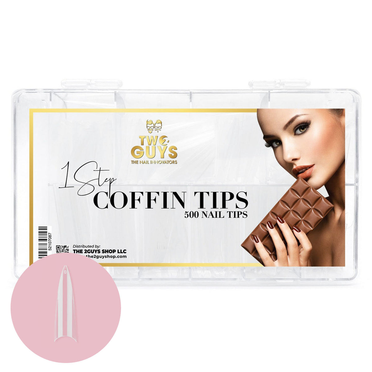 2Guys 1-Step Coffin Tips (Clear, 500pcs Box) – American Beauty Supply