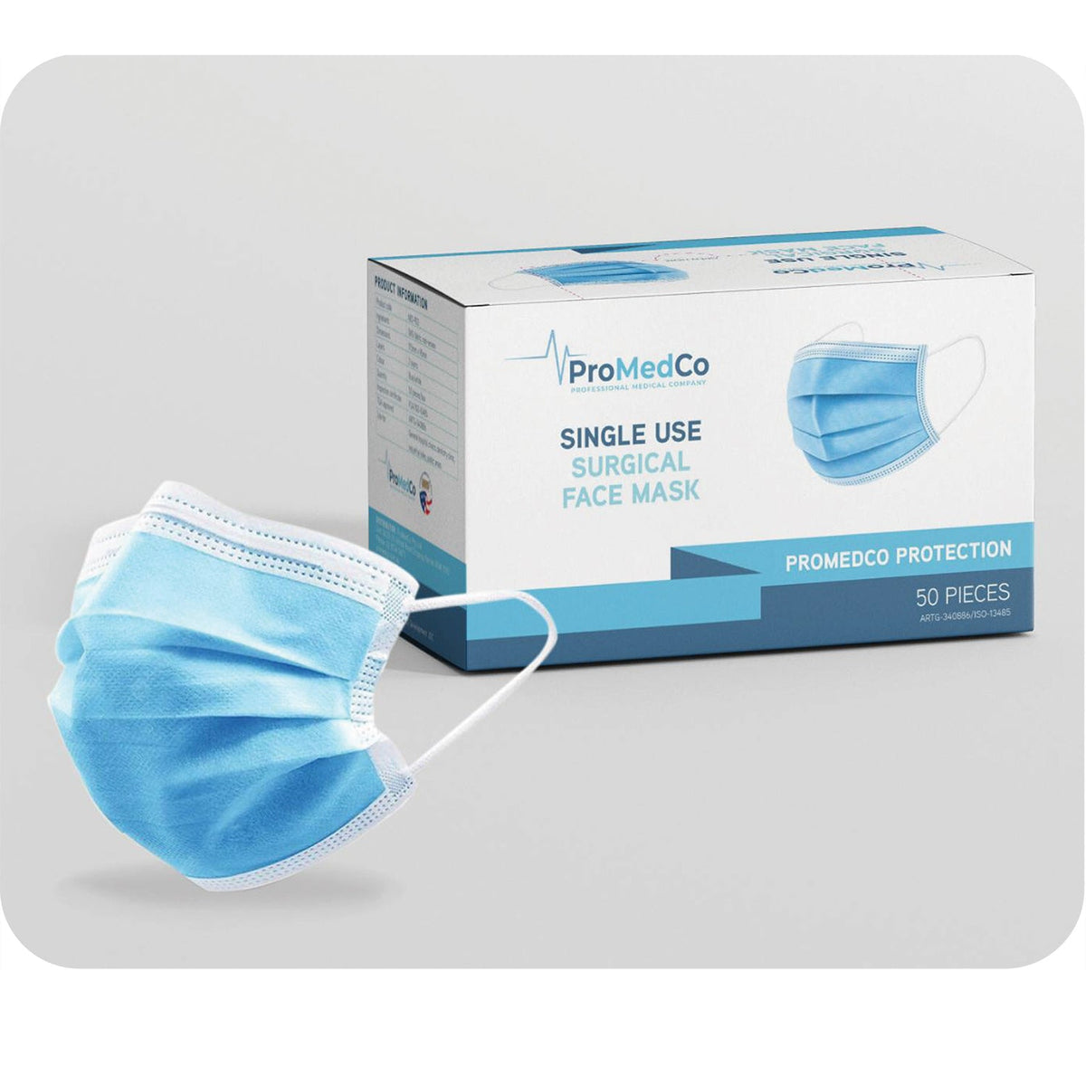 ProMedCoFace Mask 50pcs (3-ply Ear Loop, Surgical) TGA Approved ...