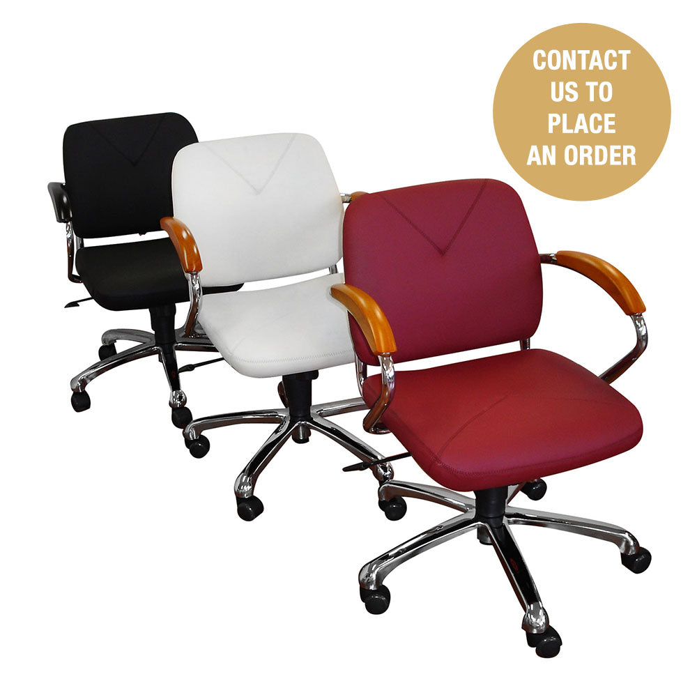 Salon Client Chair with Wheels CM-2218AS1 - Black/Burgundy/Red ...