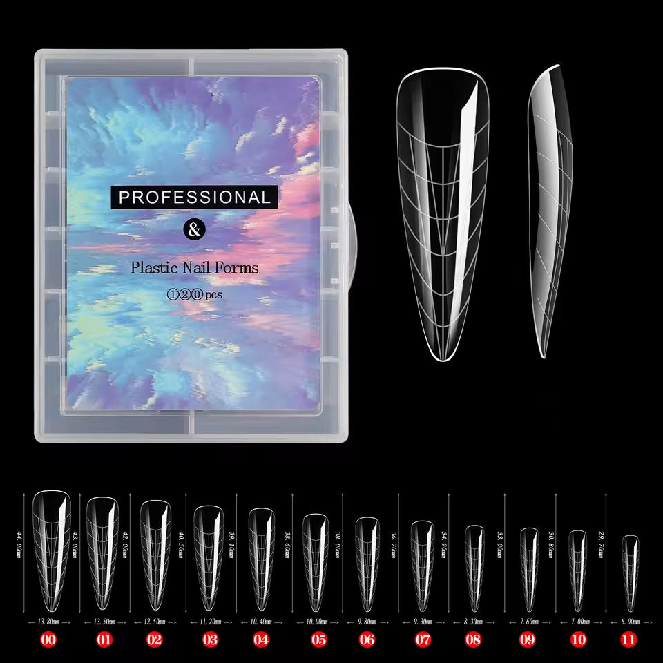 Dual Nail Form Tips 120pcs - Stiletto #20 (for Poly Gel/plex Gel/build ...