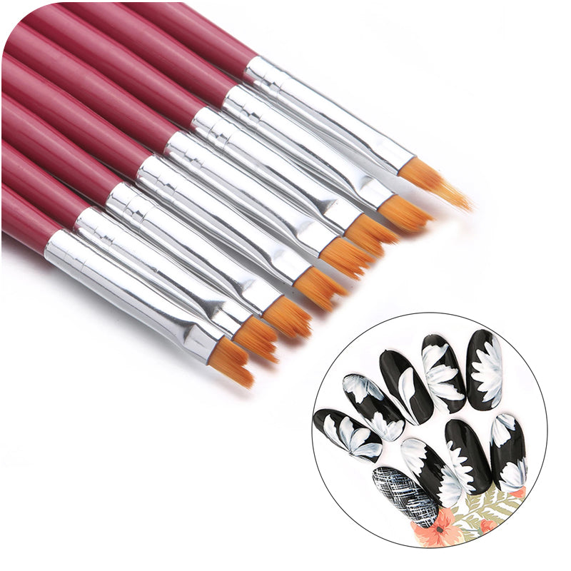 Nail Art Flower Painting Brushes (8pcs, Red) – American Beauty Supply