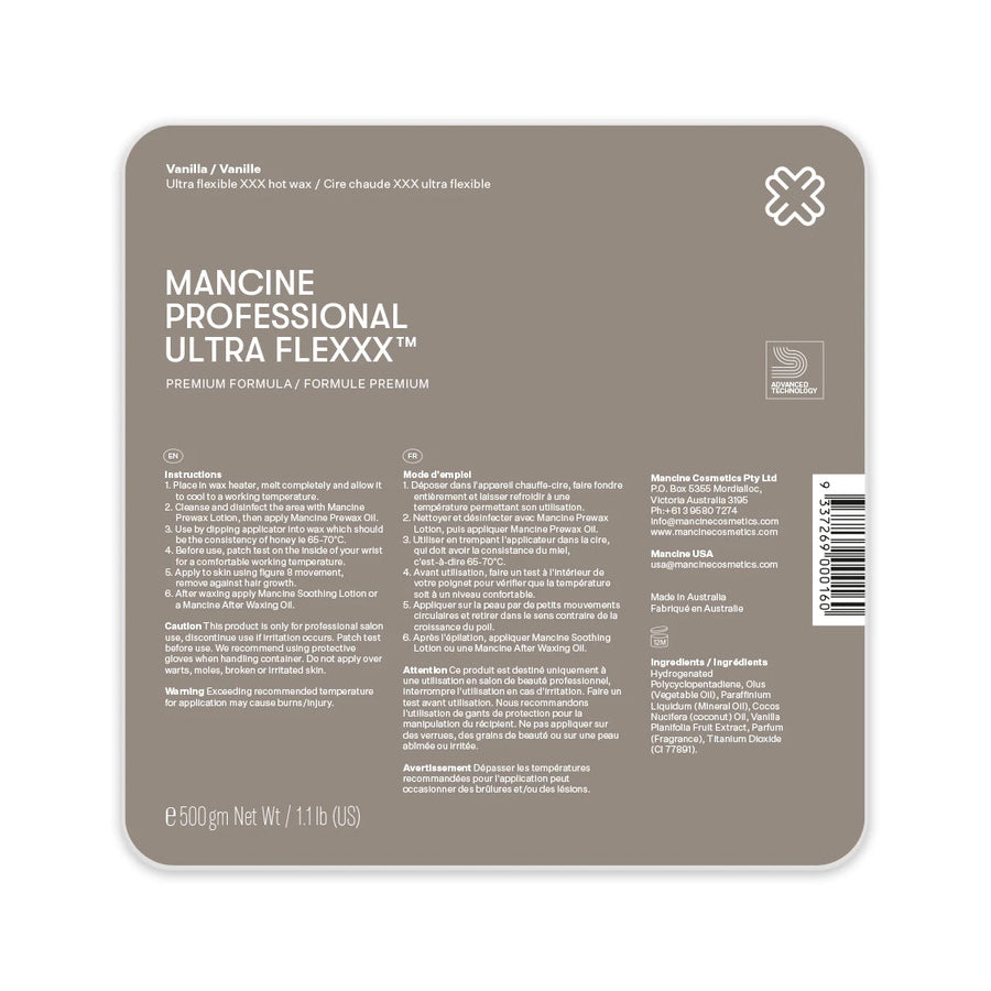 Mancine Professional UltraFlexxx White Vanilla Hard Wax (500g Tray ...